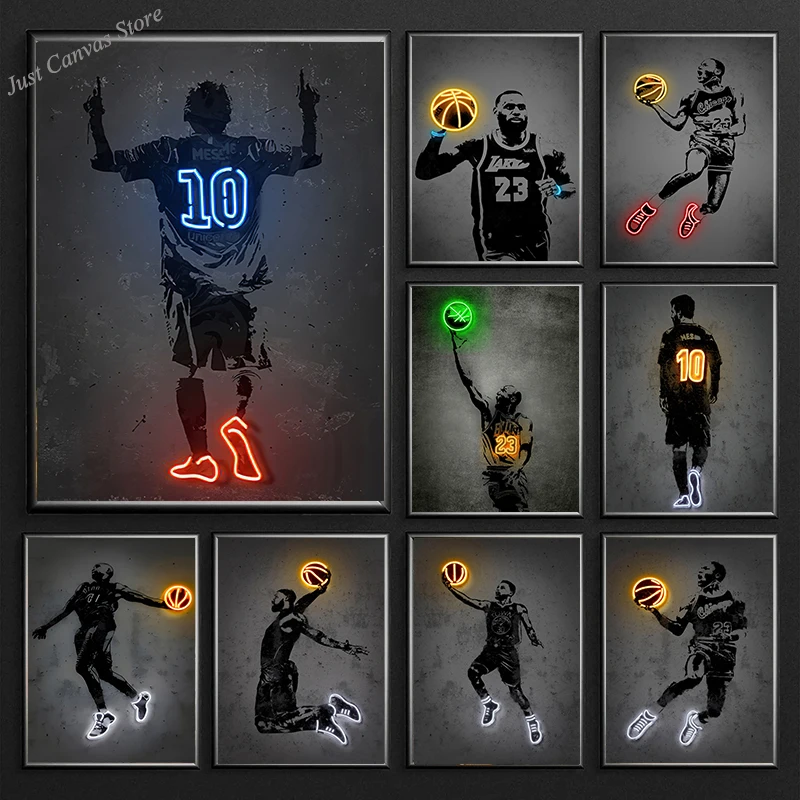 Neon-Art-Famous-Basketball-Players-Football-Sports-Star-Posters ...