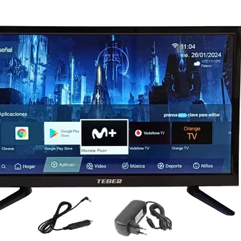 Televisor Smart TV de 22 pulgadas, con adaptador de 12v y 230v, DVB-S2 ...