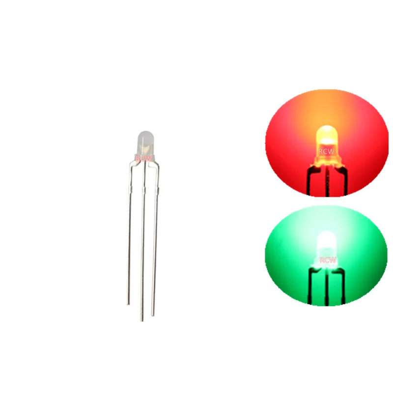 100PCS 3MM Diffused LED Red And Green Common Anode / Cathode 3 Pins ...