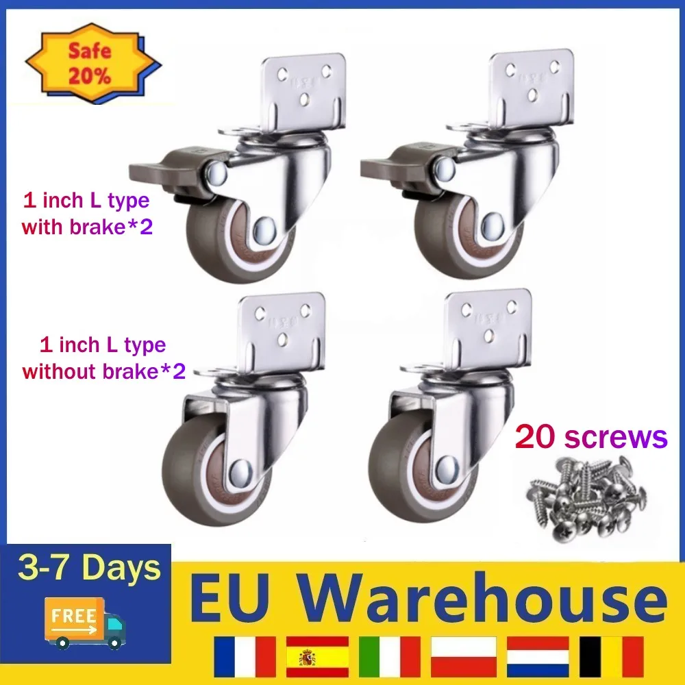 4pcs-Furniture-Casters-Wheels-Soft-Rubber-Swivel-Caster-Quite-Roller ...