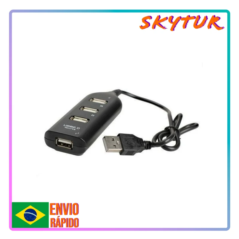Hub Usb 2.0 De 4 Portas Rápidas Extensão Usb Pc E Notebook