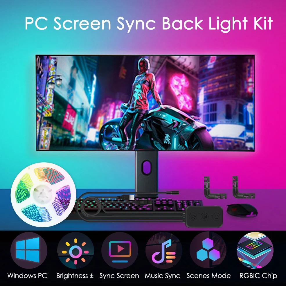 Smart-RGB-Led-Tape-PC-Ambient-Led-Backlight-Strips-For-Windows-Monitor ...
