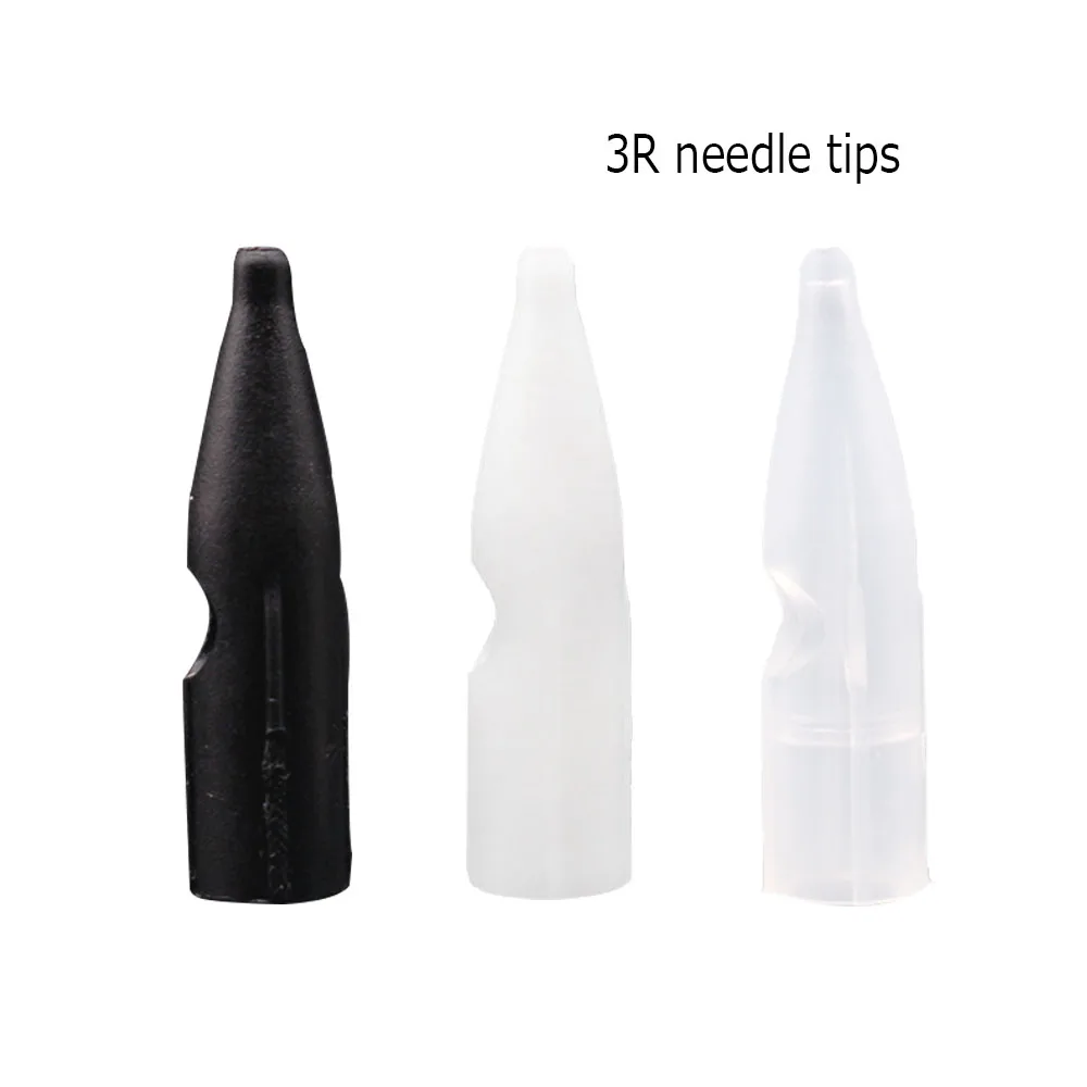 50pcs 3R Needle Tips Transparent/ Black/White Permanent Makeup Eyebrow ...