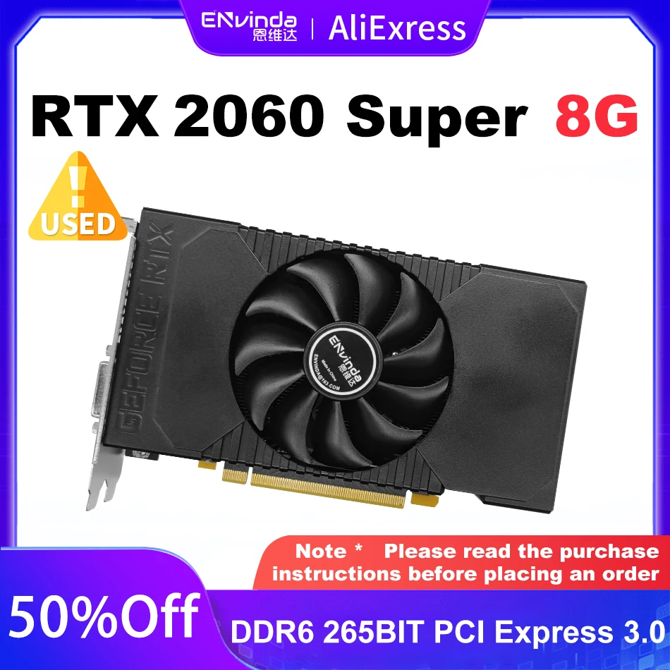 Used Envinda Rtx2060super 8gb Graphics Card Gddr6 256bit Pci Express 3 ...
