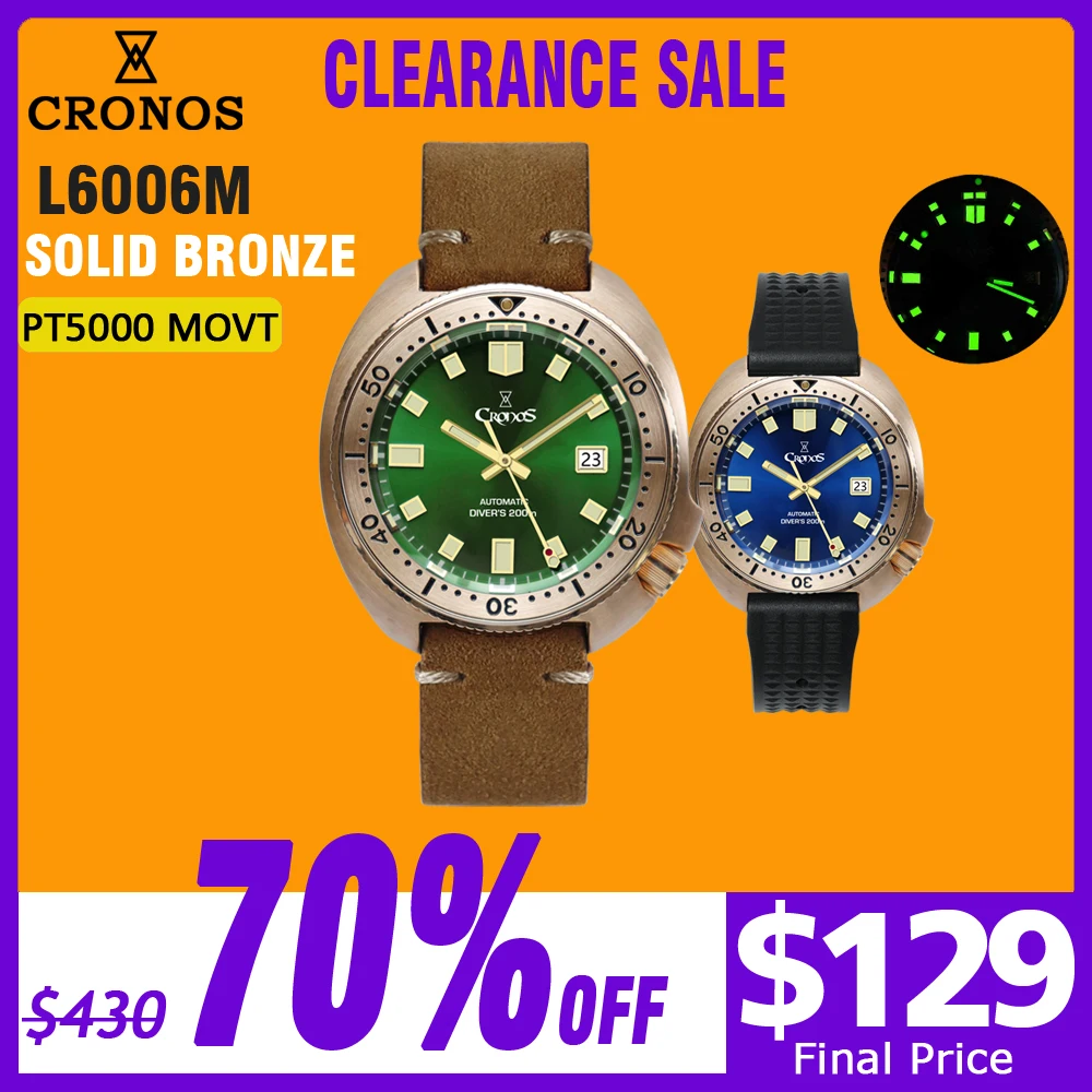 Cronos-Turtle-Bronze-Diver-Men-Watch-Automatic-PT5000-SW200-Rotating-Bezel-Sapphire-Crystal ...