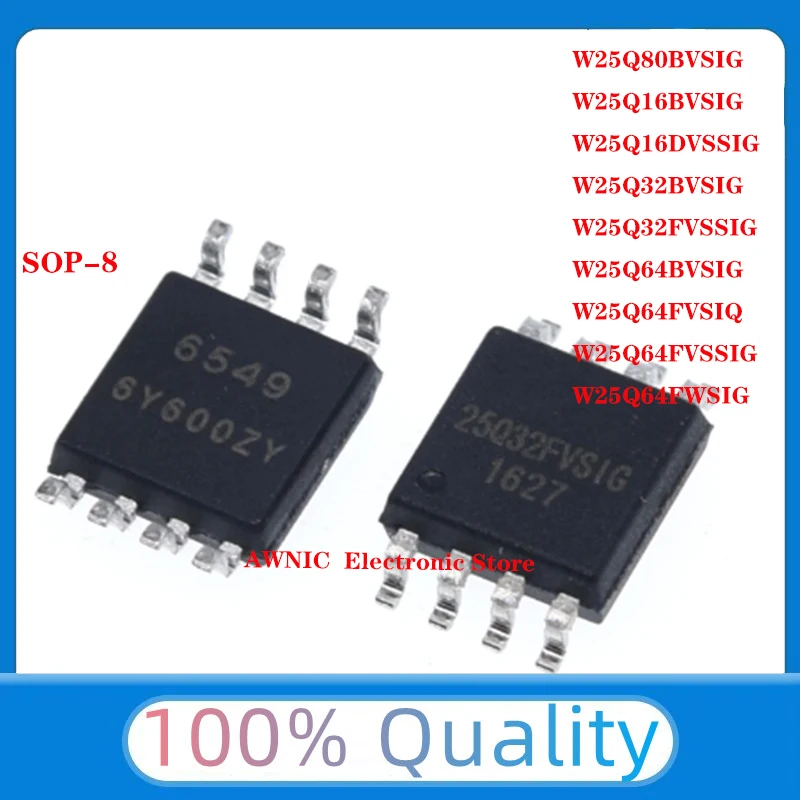 10 unidades de W25Q64, W25Q80BVSIG, W25Q16BVSIG, W25Q16DVSSIG ...