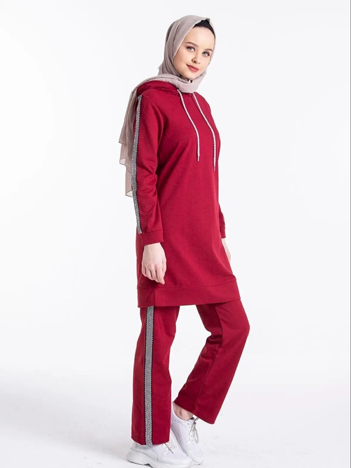 Striped-Hijab-Tracksuit-Set-Unlined-Long-Sleeve-Seasonal-Summer-Women ...