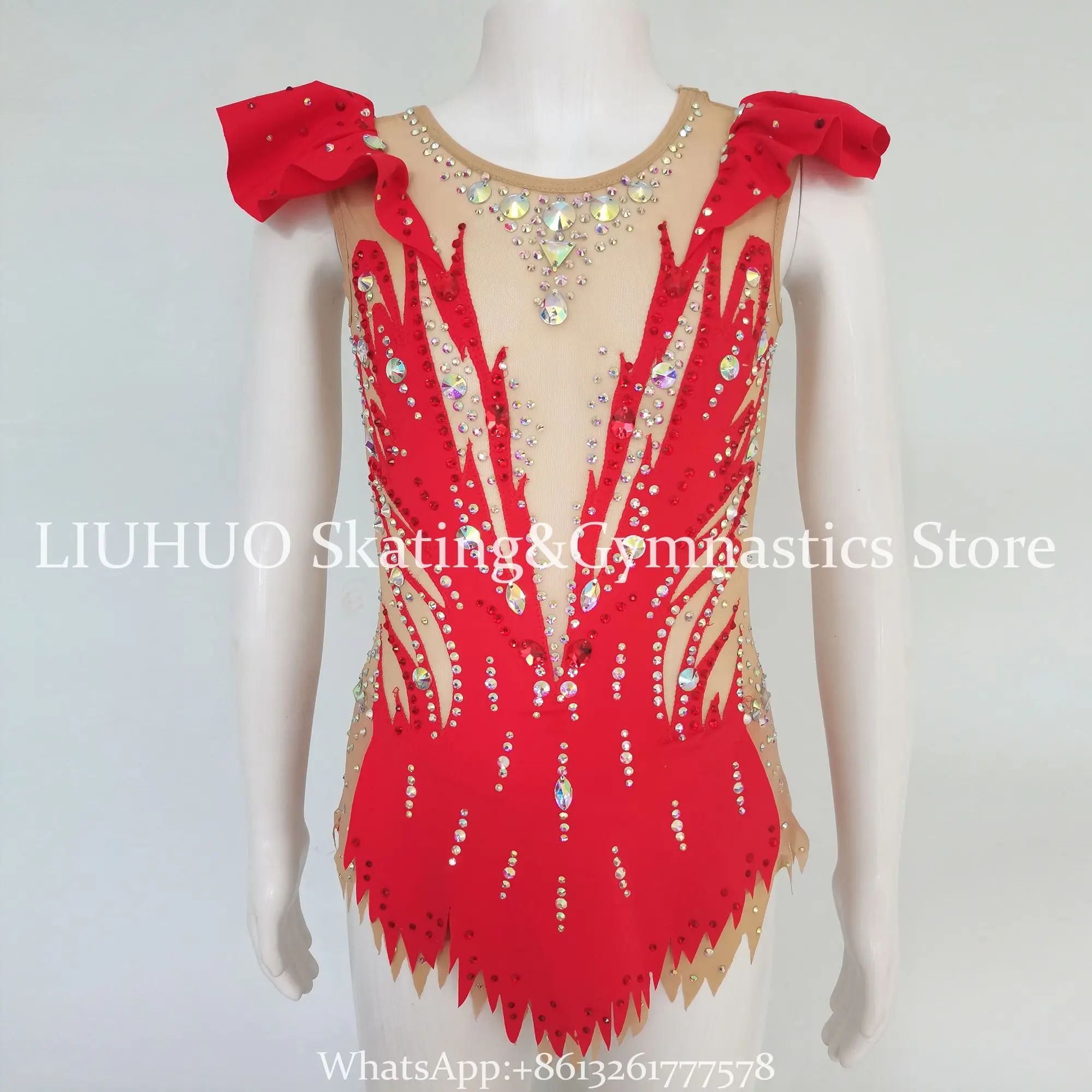 Leotardos de gimnasia rítmica para niñas, vestido rojo de patinaje artístico sobre hielo, ropa ...
