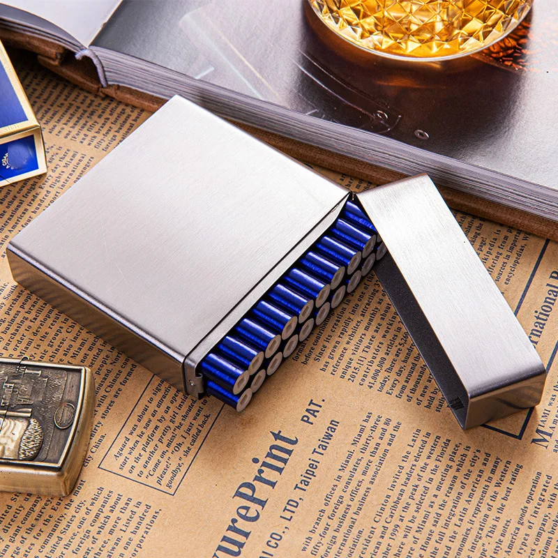 Men-s-Business-Cigarette-Case-Metal-Silver-Stainless-Steel-Cigarette ...