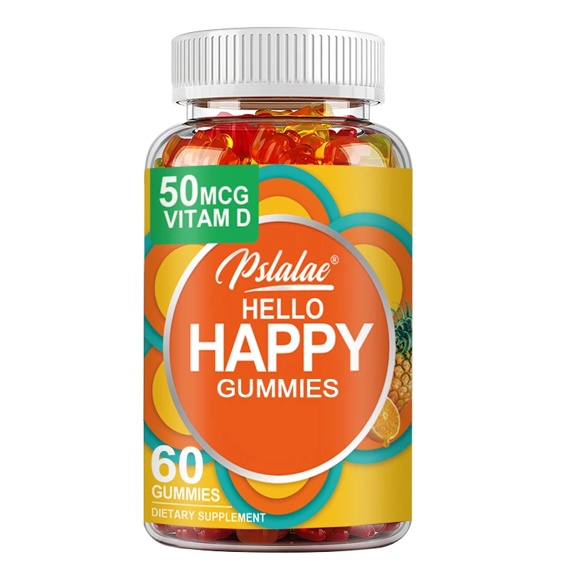 Gomitas Hello Happy - con vitamina D y azafrán - Alivia el estrés ...