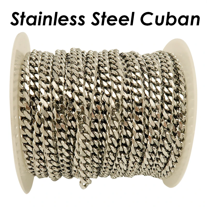 10-Feet-Stainless-Steel-Cuban-Chain-Gold-Silver-Cuban-Link-Chain-for ...