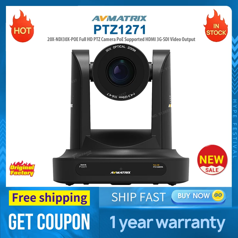 Avmatrix Ptz1271 20x-ndi30x-poe Full Hd Ptz Camera Poe Supported Hdmi ...