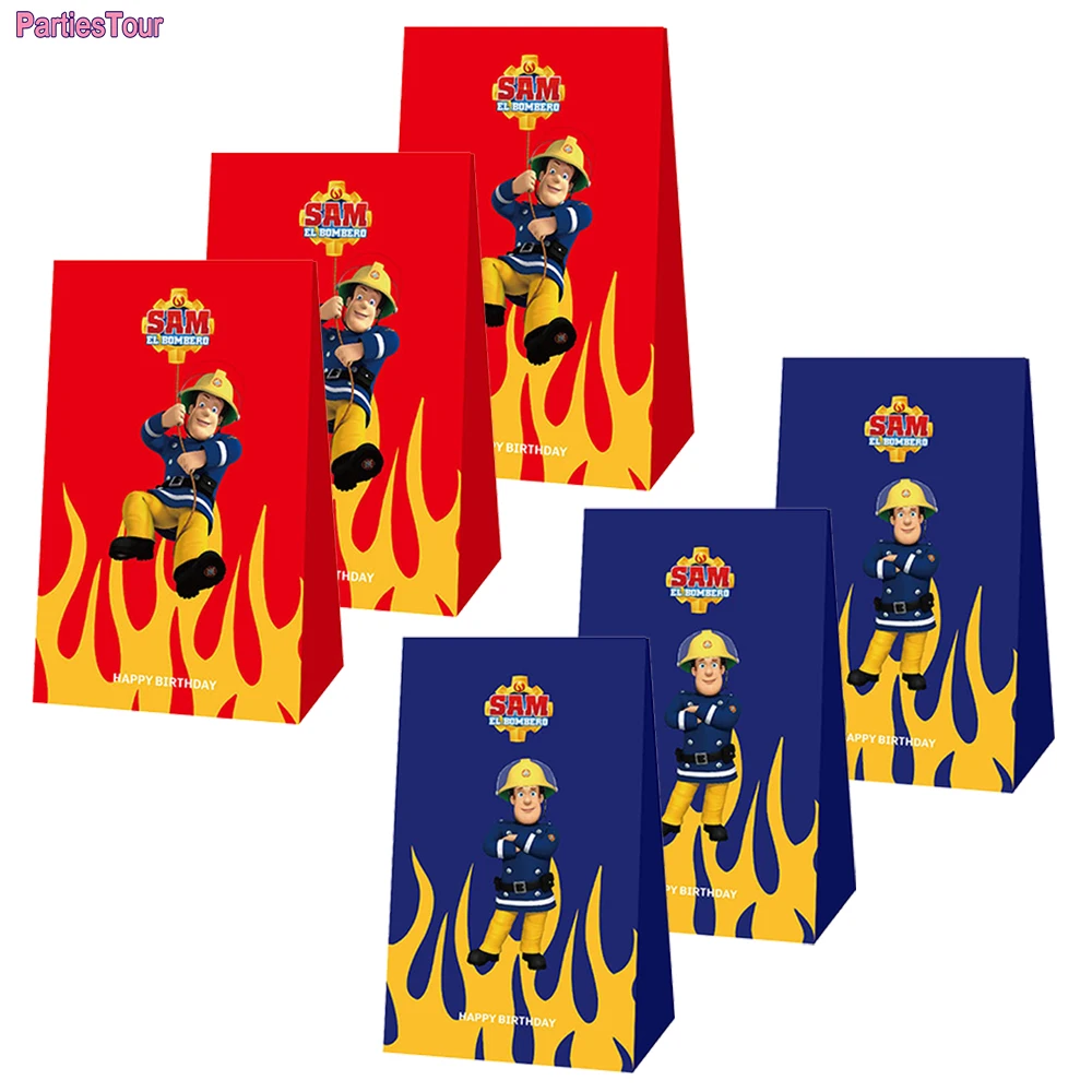 4pcs Fireman Sam Themed candy Bag gift bag Fireman Sam candy packing ...