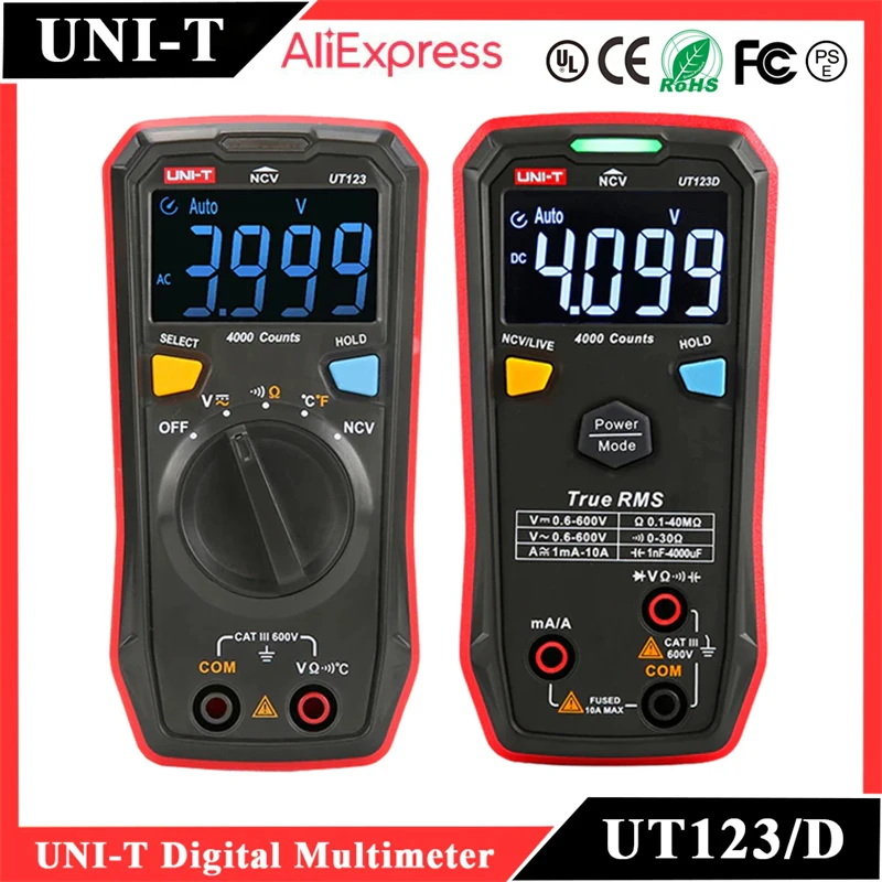 UNI-T-UT123-UT123D-Multimeter-Digital-AC-DC-Voltage-NCV-Continuity ...