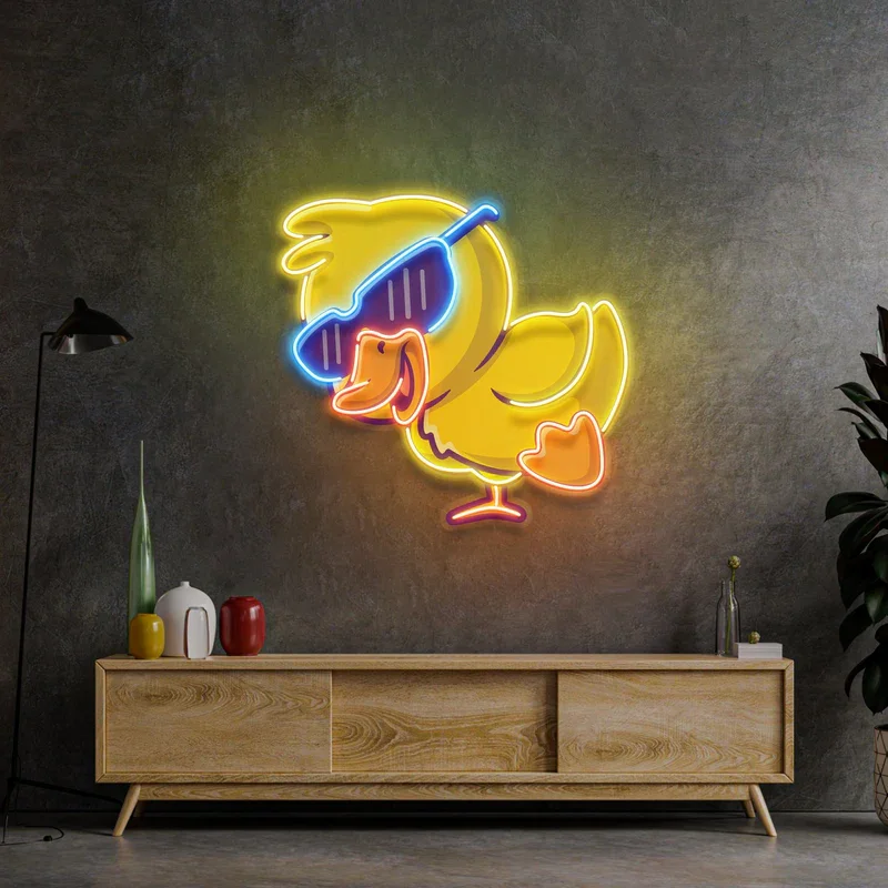 Pato-Saltando-Neon-Sign-Wall-Art-Decor-Animal-dos-desenhos-animados ...