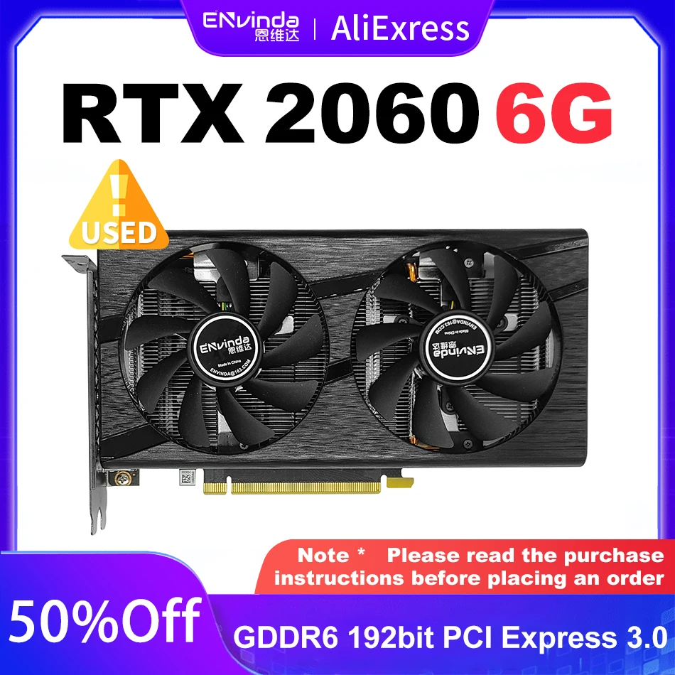 Used-ENVINDA-RTX-2060-6G-Graphics-Card-NVIDIA-GDDR6-192bit-PCI-Express ...