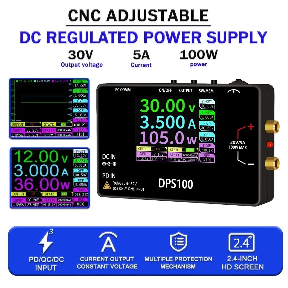 DPS100-Portable-30V-5A-DC-Adjustable-Power-Supply-100W-Laboratory-Power-Supply-Voltage-Current ...