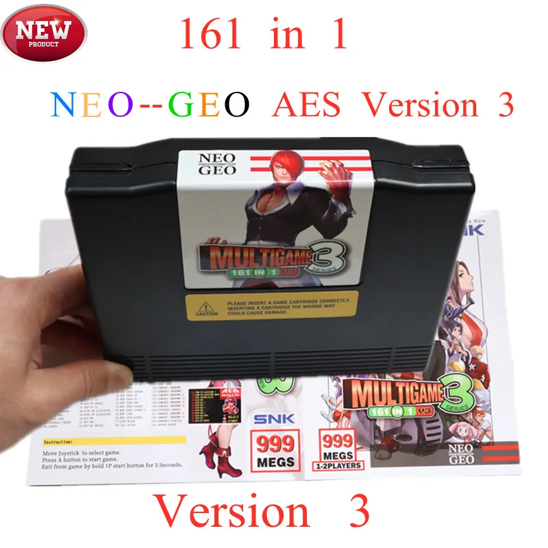 Nuevo Cassette Arcade mejorado 161 en 1 NEO GEO AES cartucho para múltiples juegos Ver. 3 ...