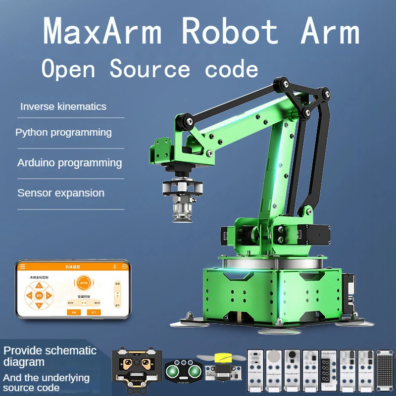 Maxarm 5 Axis Robot Arm Open Source Inverse Kinematics Robotics Manipulator For Arduino And Ai