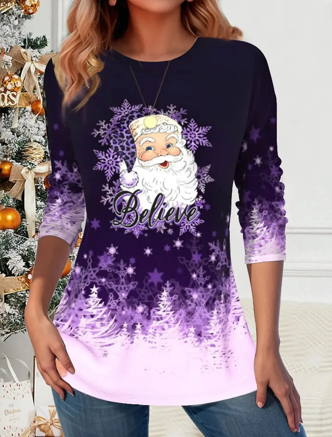 2023-New-Women-s-Long-Sleeve-T-Shirt-Casual-Festive-Santa-Top-Fashion ...