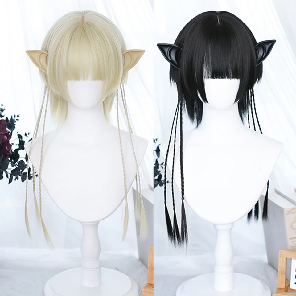 HOUYAN Synthetic long straight hair wig female linen black braid wig ...