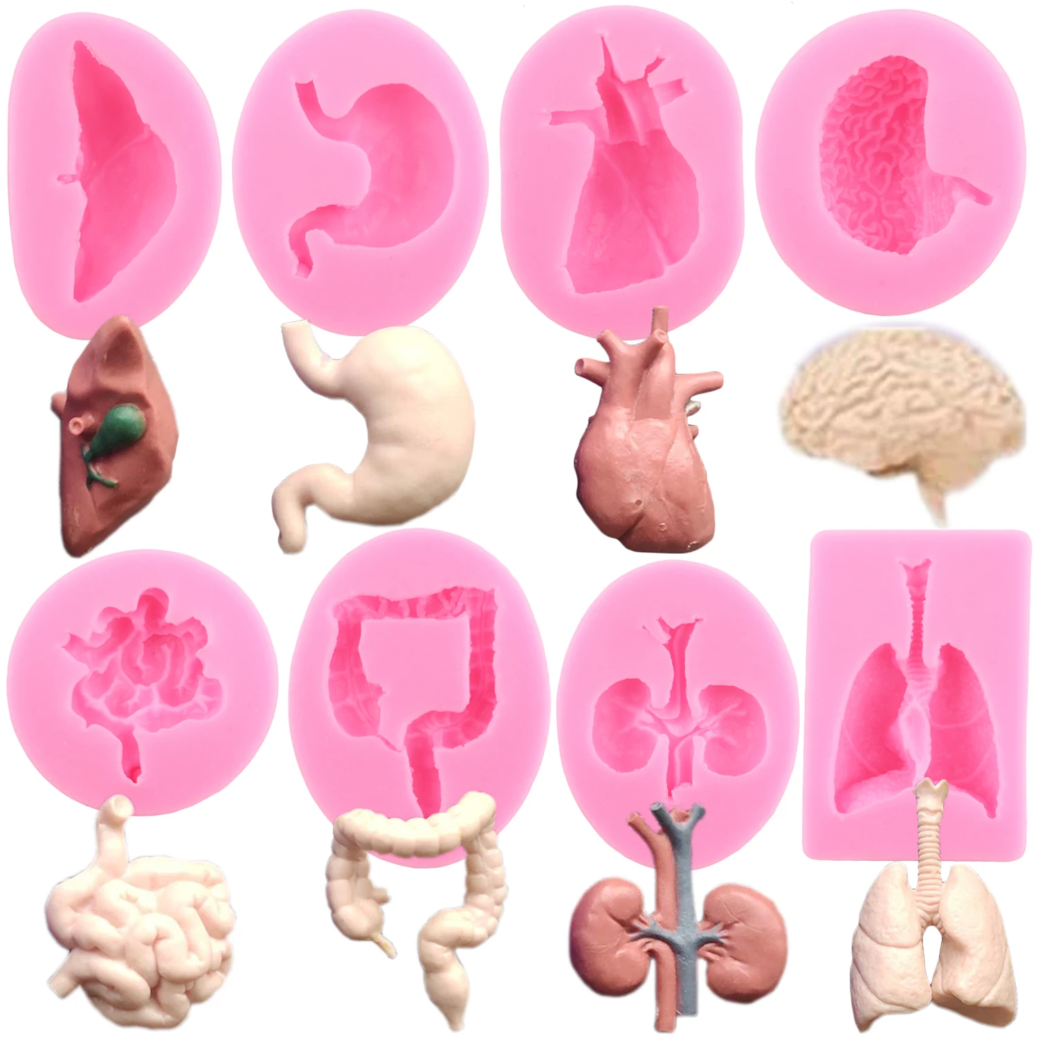 Halloween-Human-Organs-Silicone-Molds-Heart-Liver-Brain-Fondant-Cake ...