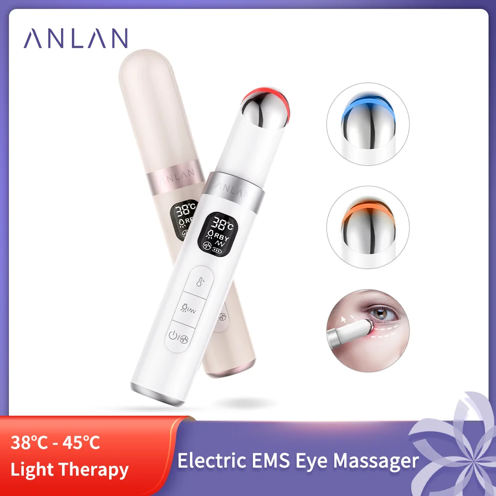 ANLAN EMS Electric Eye Massager Eye Skin Lift Anti Age Wrinkle Skin Care Tool Vibration 45℃ Hot ...