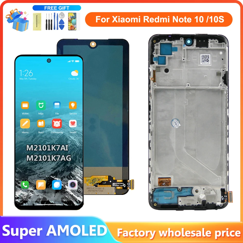 Super-AMOLED-For-Xiaomi-Redmi-Note-10-4G-LCD-with-Frame-M2101K7AG-Touch ...