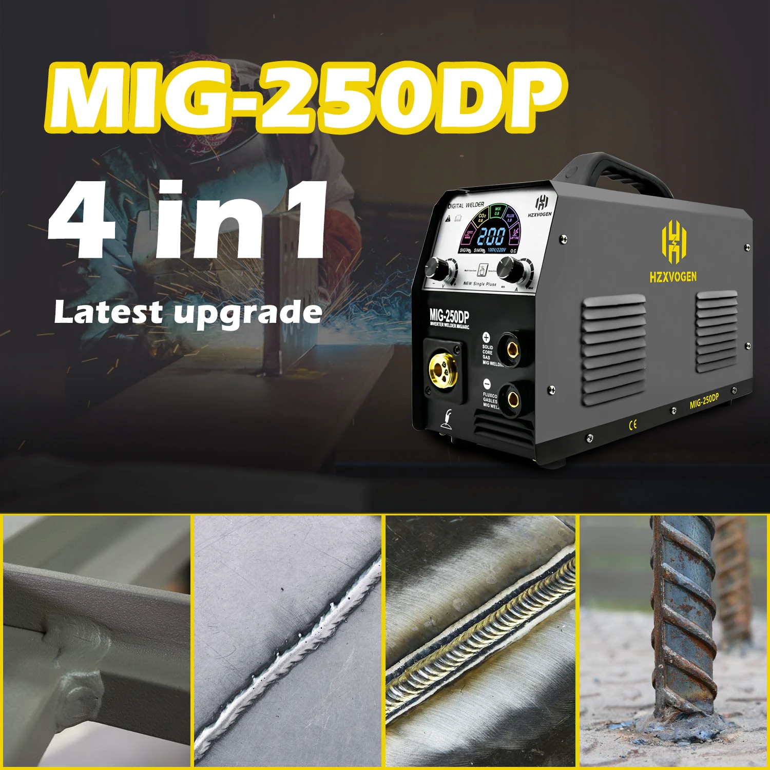 Hzxvogen Mig Welders Mig250dp Pulse Mig Aluminum Gas Gasless Mig Arc ...