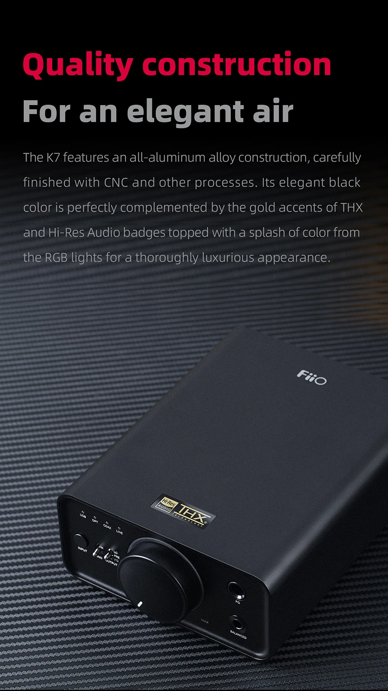 FiiO K7 AMPLIFICADOR DE AURICULARES DAC HiFi equilibrado AK4493S * 2, XMOS XU208 PCM384kHz ...