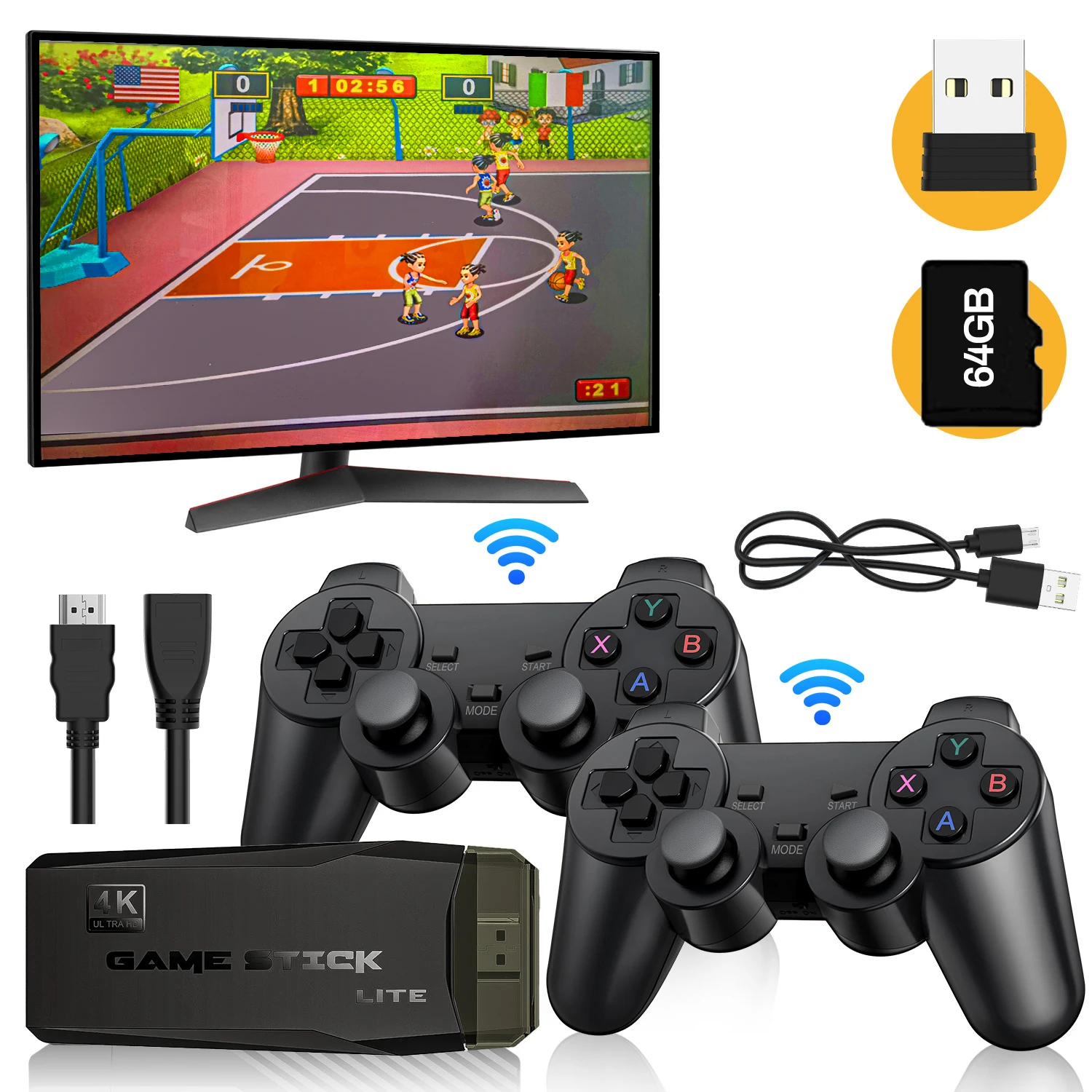 4K-HD-Video-Game-Console-Wireless-Controller-for-PS1-FC-GBA-Classic ...