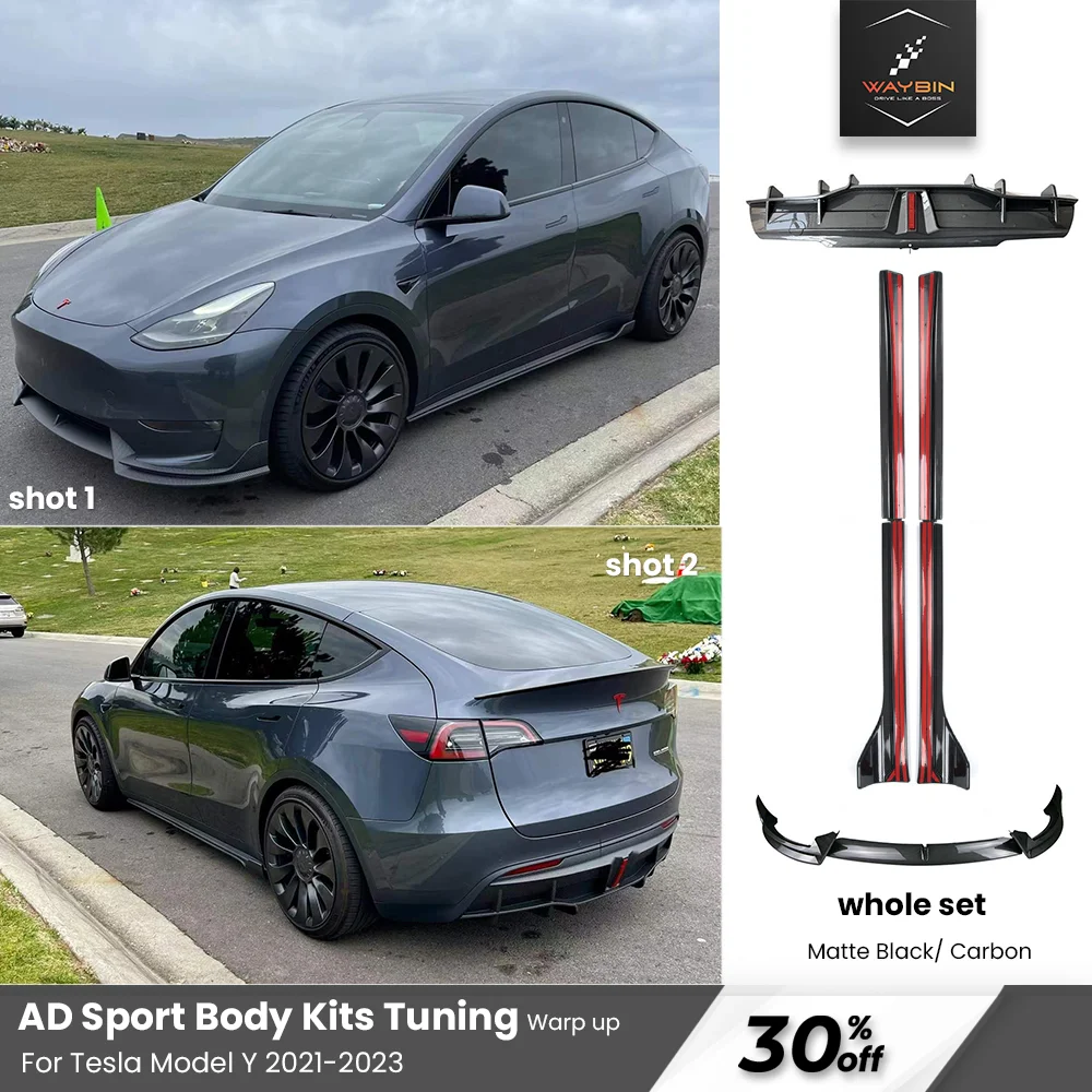 For-Tesla-Model-Y-2020-2023-Modely-Body-Kits-Matte-Carbon-Rear-Diffuser ...