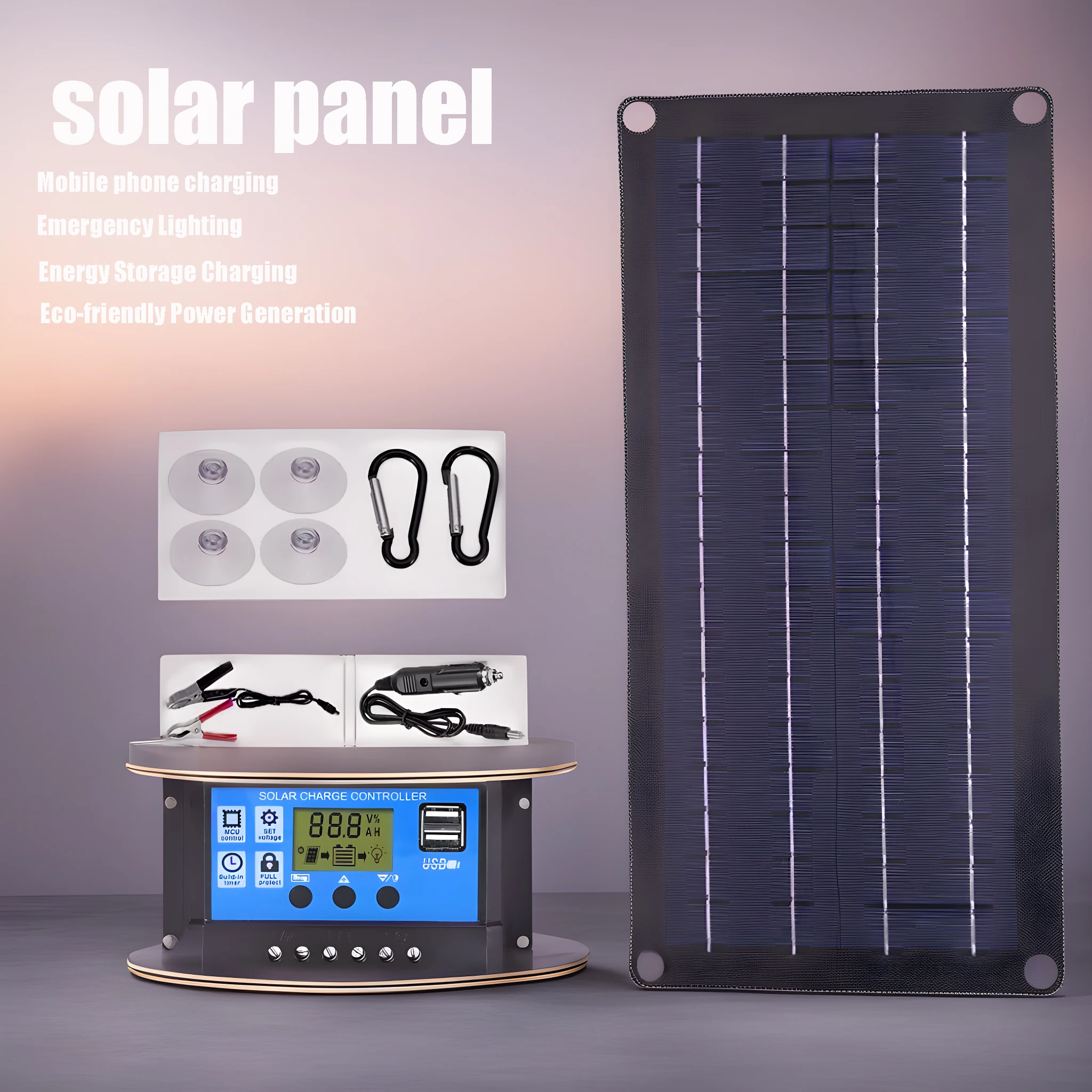Solar Power System Solar Panel Kit USB5V DC12V Power Station 10-30-60A ...
