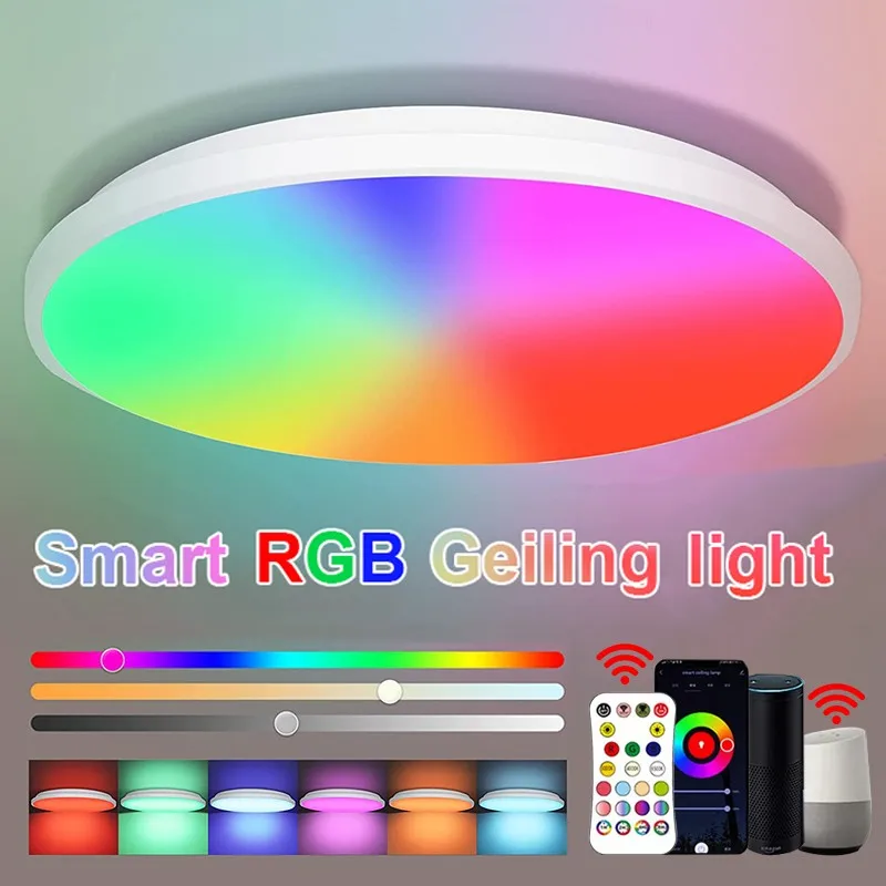 Smart-WIFI-Luzes-de-Teto-LED-Tuya-APP-Dimmable-Alexa-Google-Assistant ...
