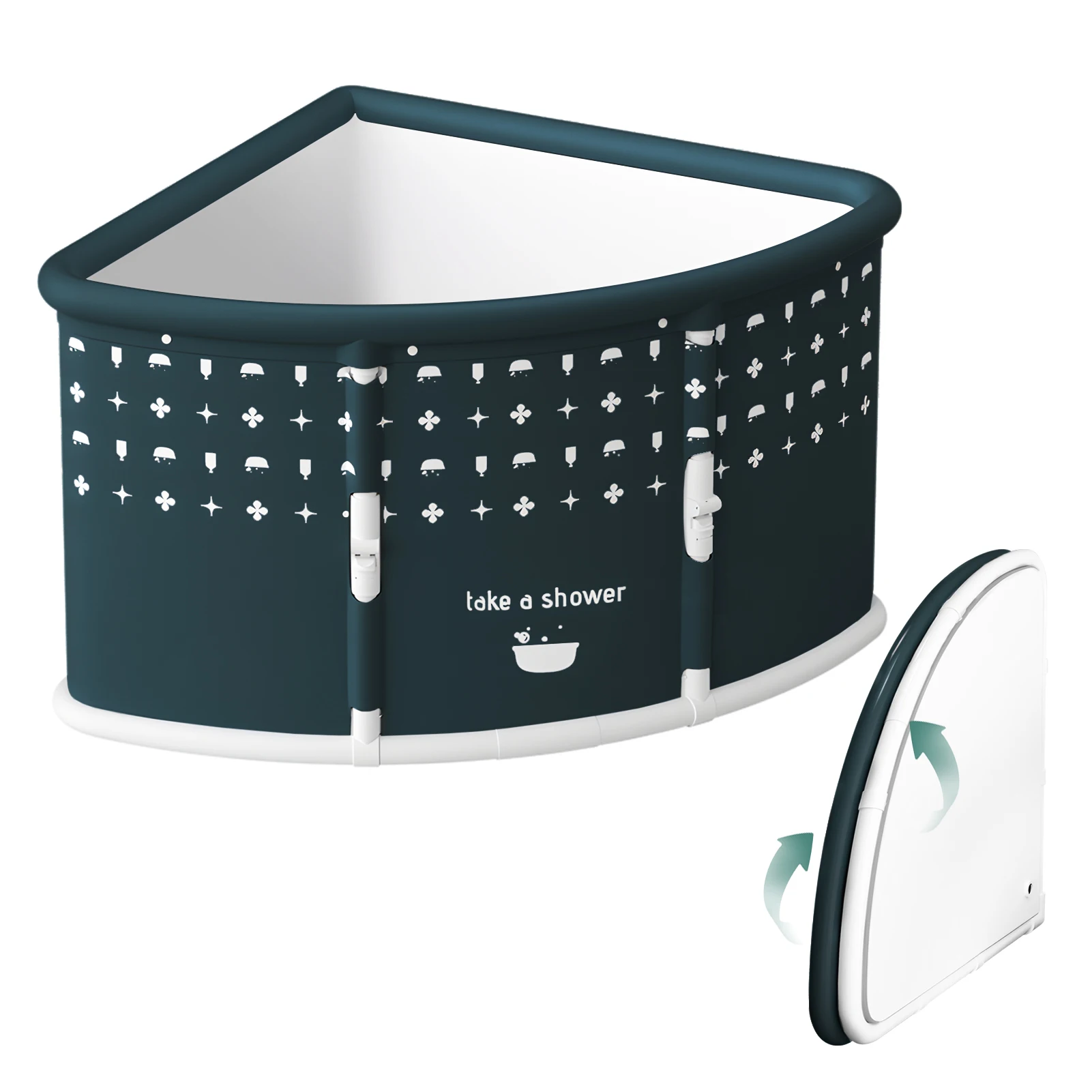 Fan shaped independent surround bathtub, foldable bathtub, easy folding ...