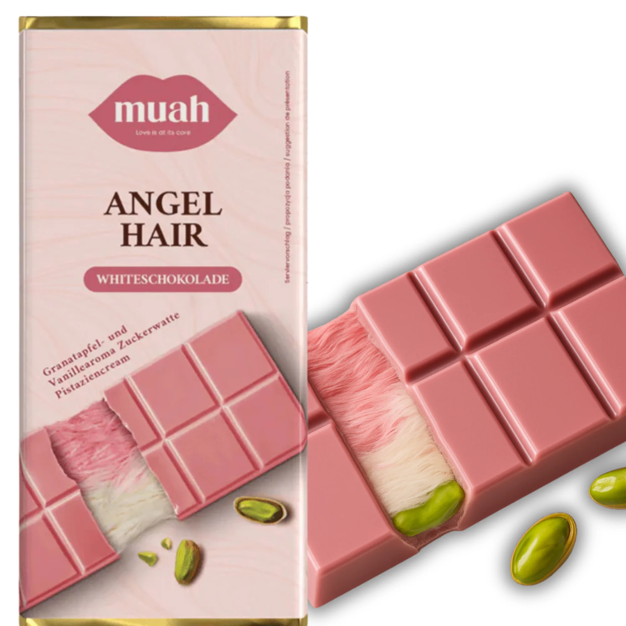 Chocolate Pelo de Angel Chocolate Rubí con Crema de Pistacho – Angel ...