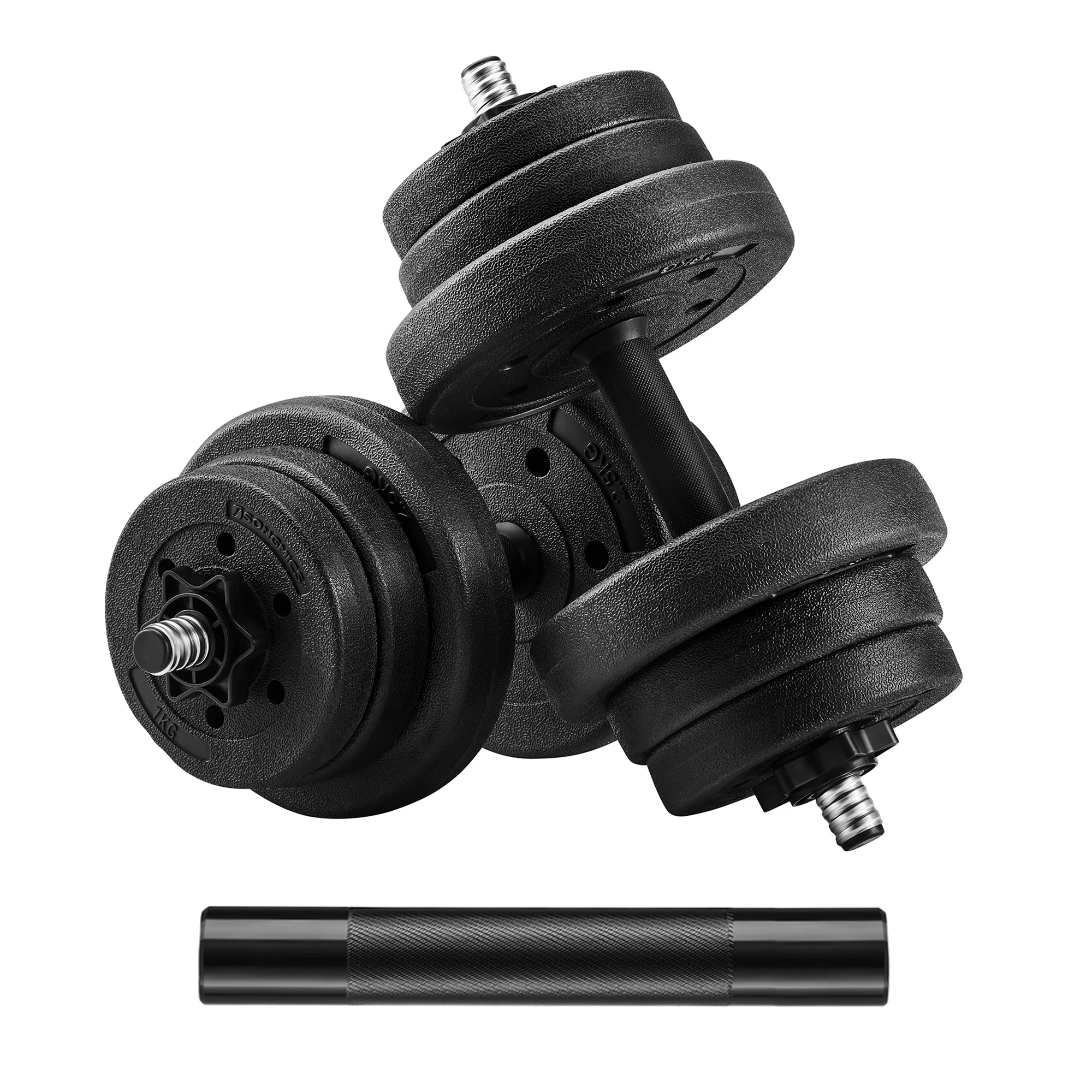 SONGMICS Juego de mancuernas ajustables, con Barra adicional, 20KG, 30 ...