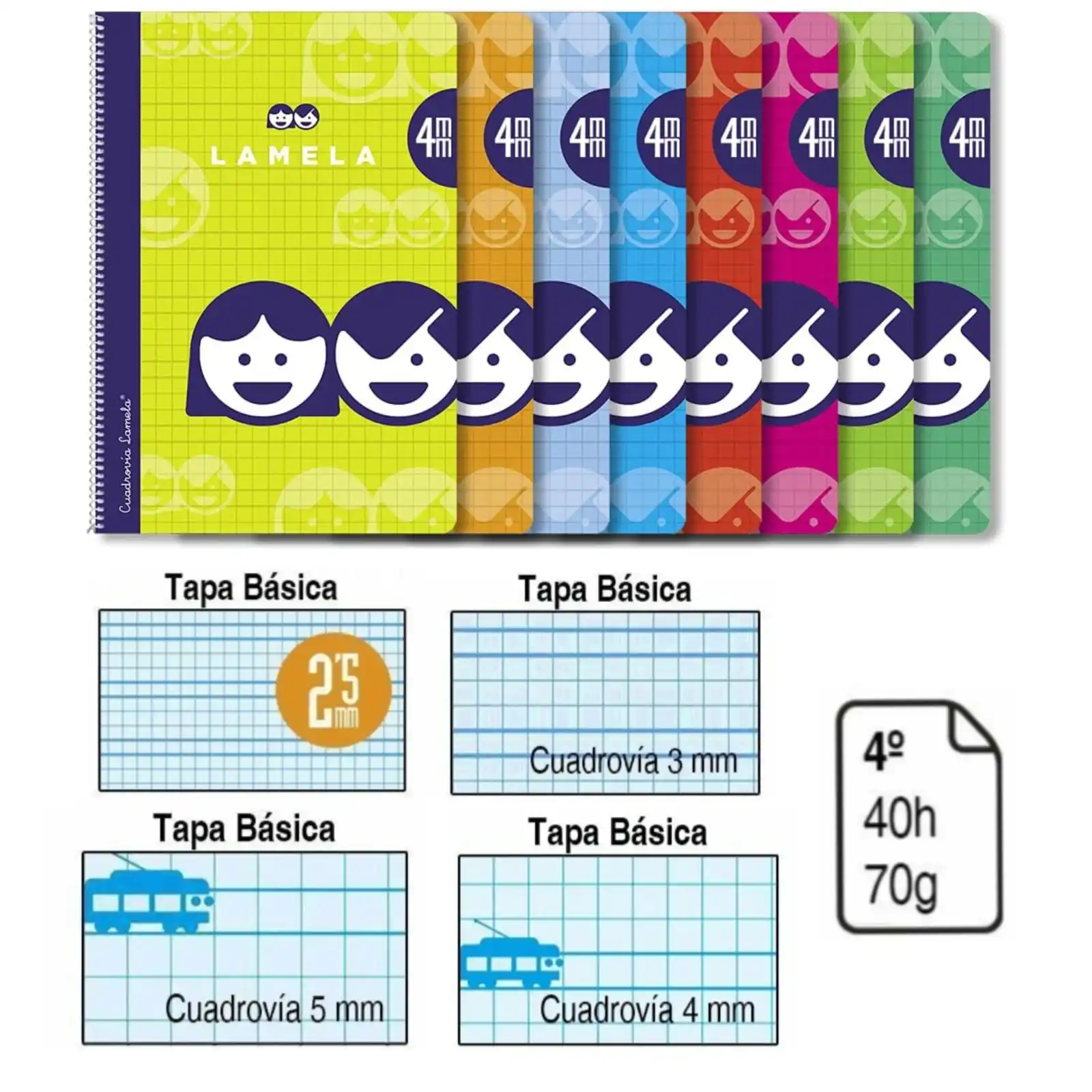 Bloc-espiral-Lamela-original-tama-o-4-A5-cuaderno-lamela-con-cochesitos ...
