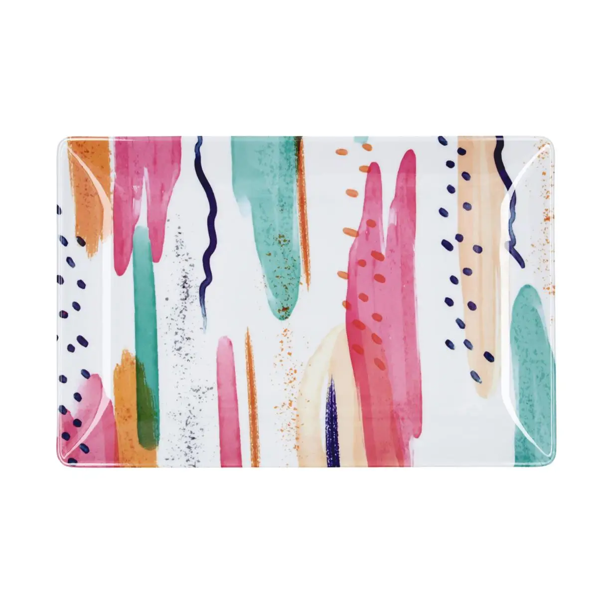 QUID ACUARELA Bandeja Rectangular Melamina 30x20X2CM Rosa Brillo Brillo ...
