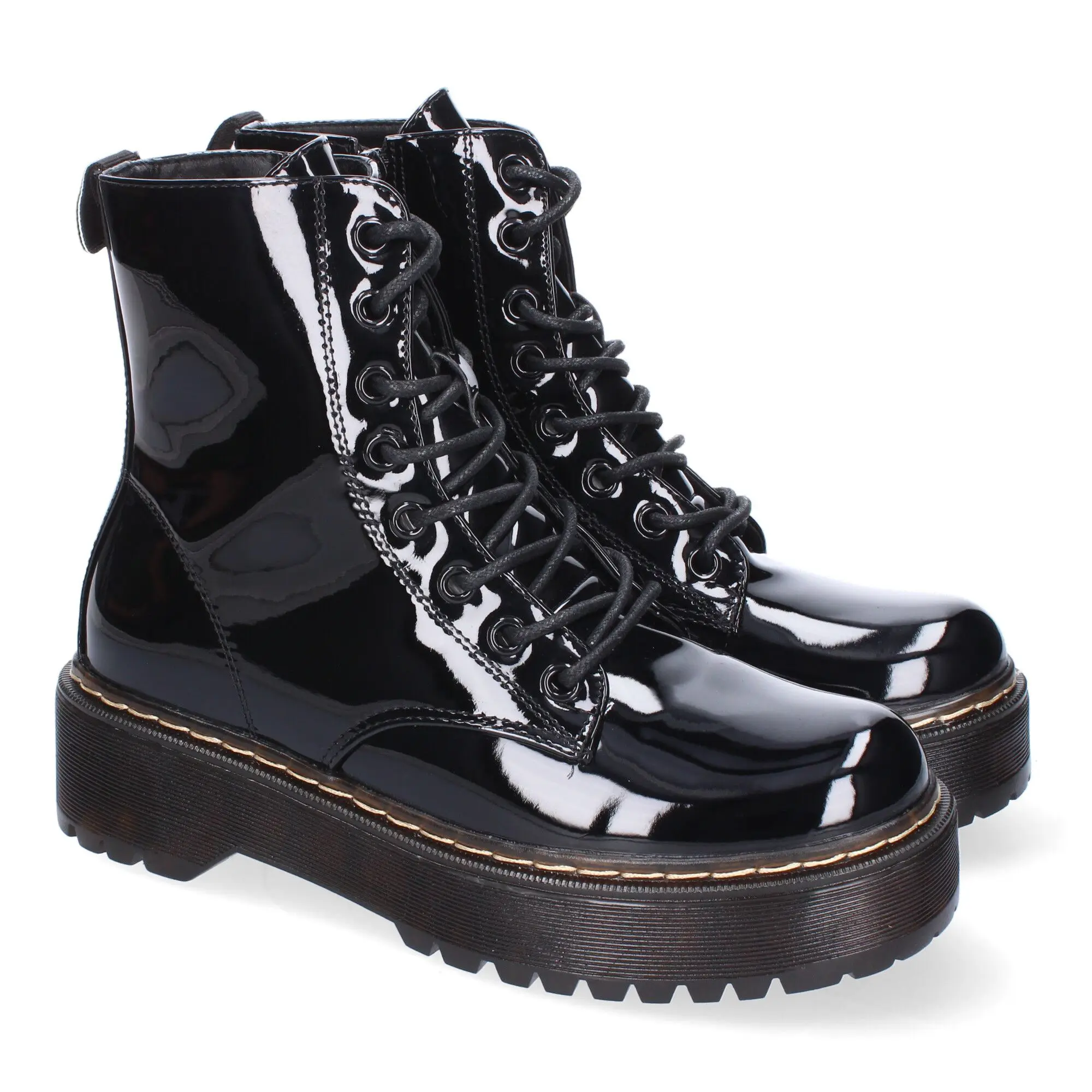 Pintosalao-Women-s-Black-color-Patent-leather-Military-Boots-GX318-A ...