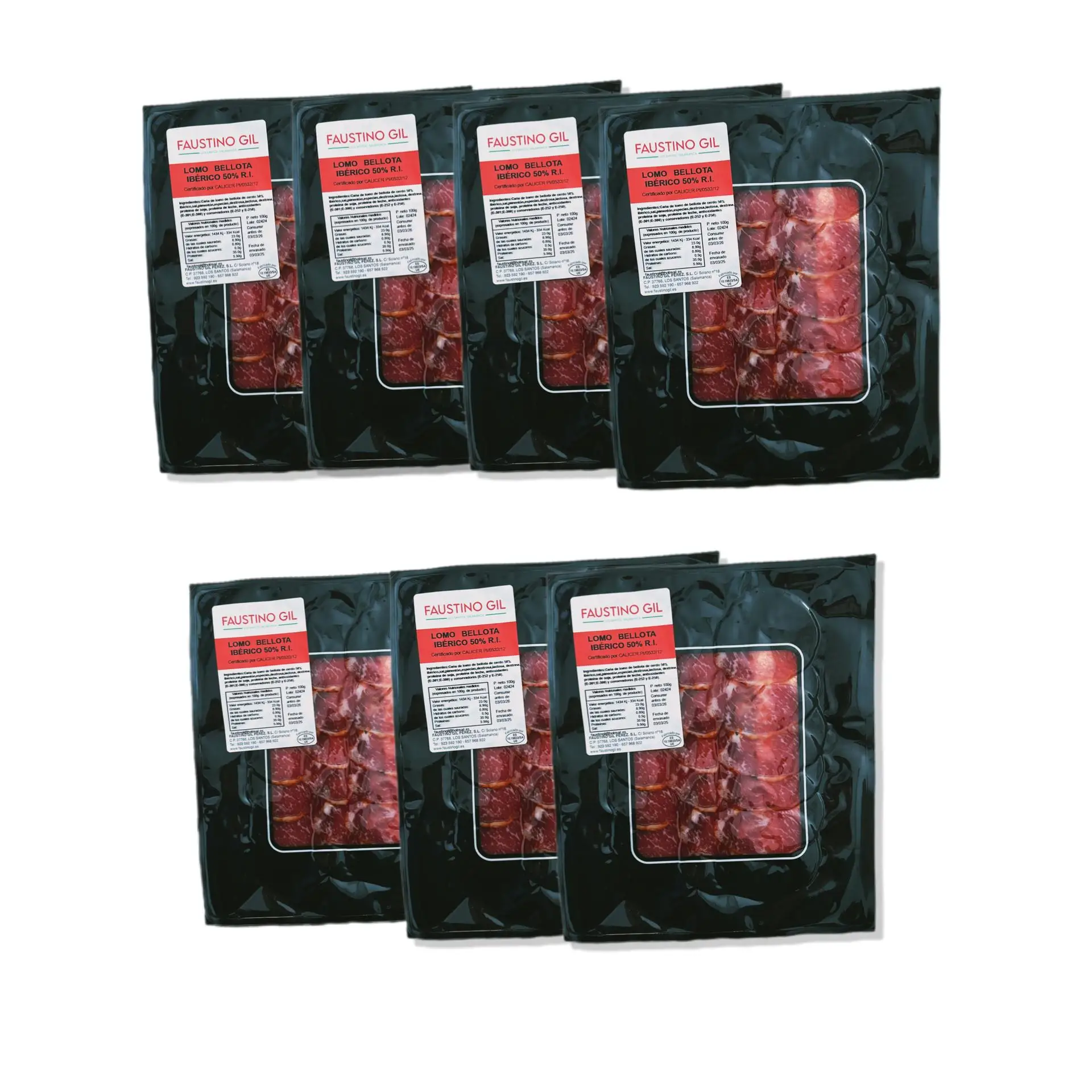 LOMO BELLOTA IBERICO 50% - 7 Sobres de 100g - Elaboración tradicional ...