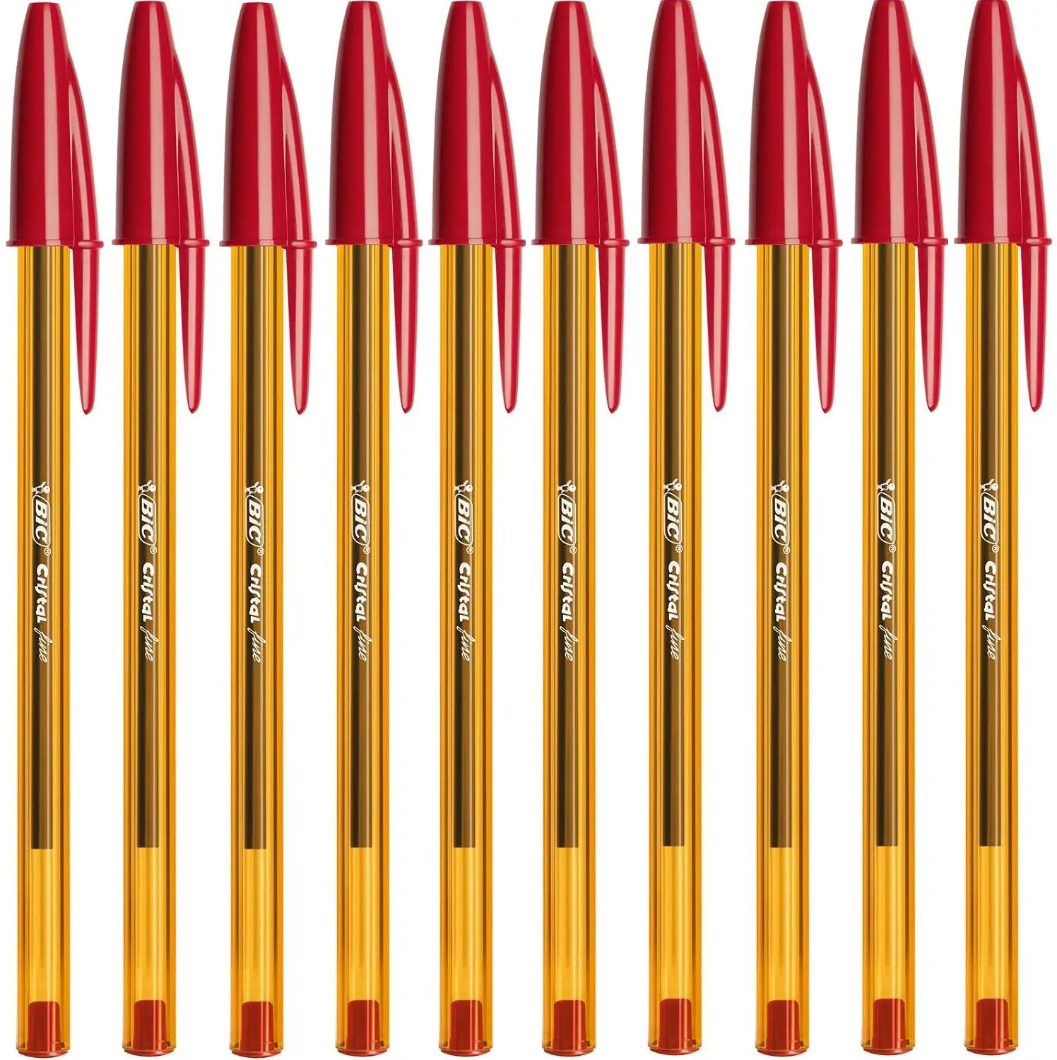 BIC - Set of 10 Original Fine red oil ink glass pens different saving Pack