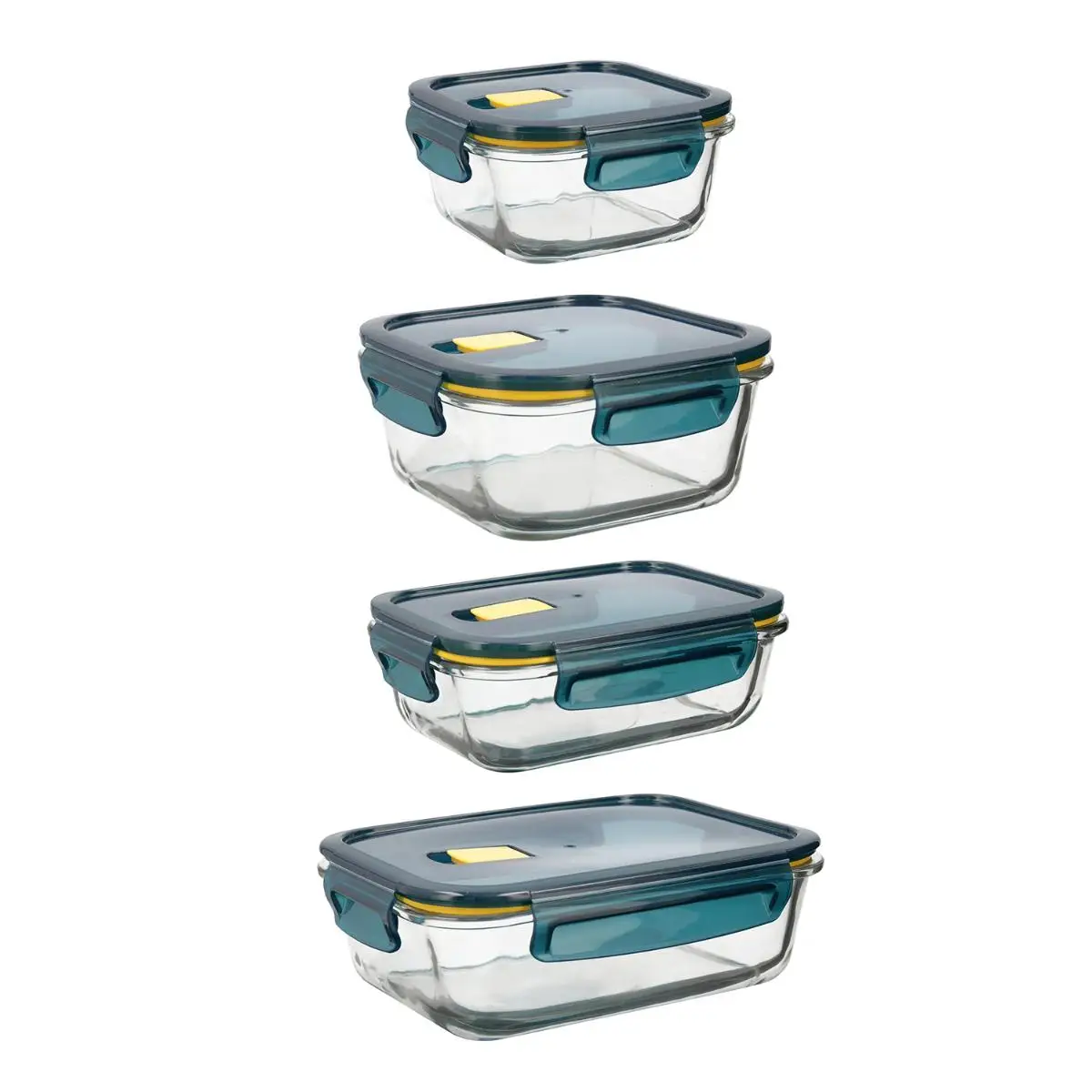 Set 4 Hermeticos Vidrio Astral Qd 52CL - 64CL - 80CL - 104CL Azul ...