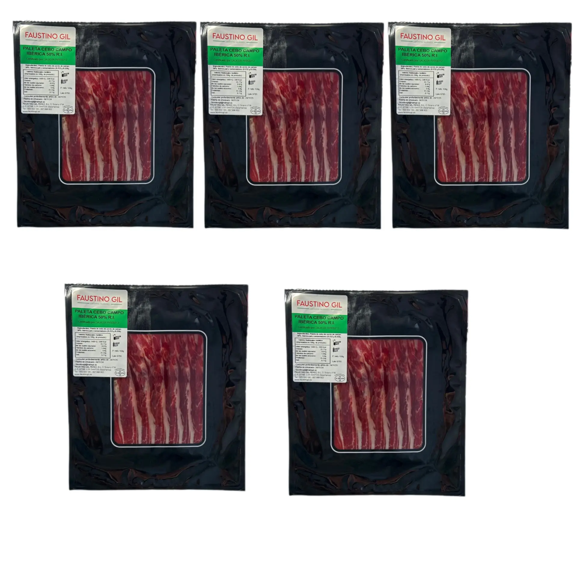 Paleta Ibérico Cebo Campo 50% Raza Ibérica - 5 Sobres 100g ...
