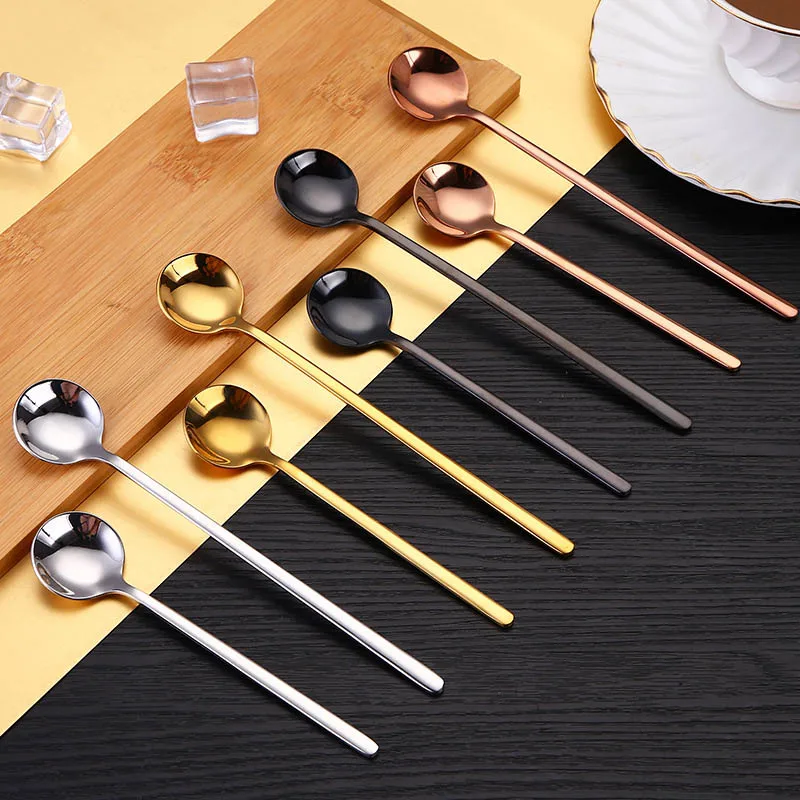 304-Stainless-Steel-Coffee-Stirring-Spoon-Round-Shape-Long-Handle ...