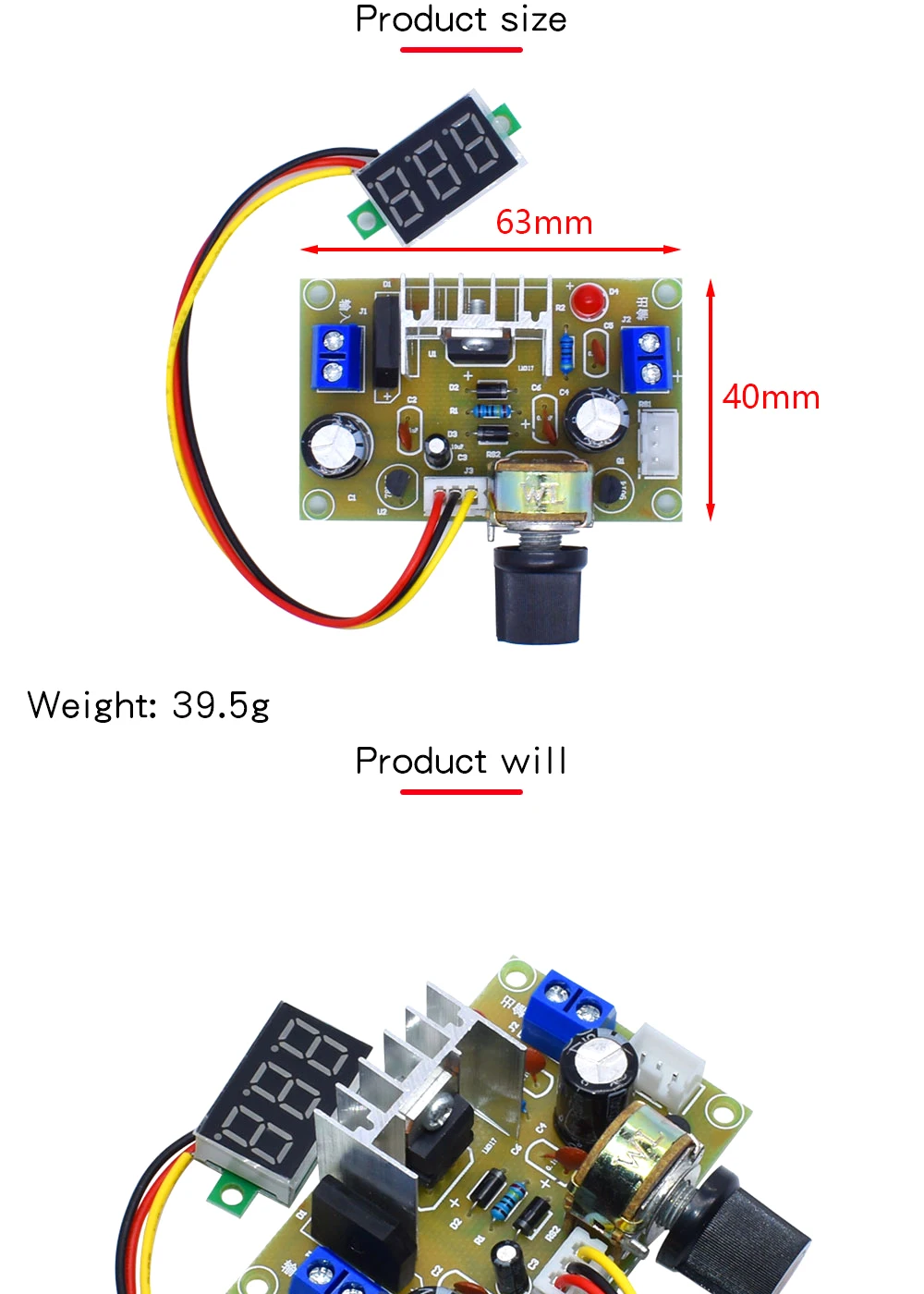 Circuits intégrés,With display--Kit D'alimentation Réglable, Composant ...