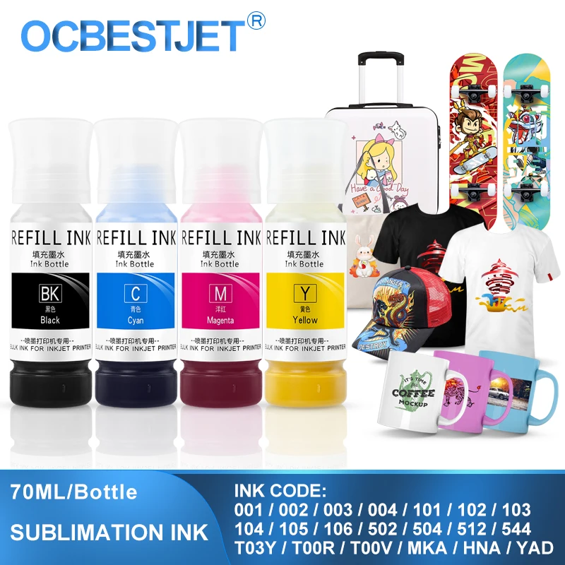 70ML EcoTank Sublimation Ink For Epson 001 002 003 004 101 102 103 104 ...