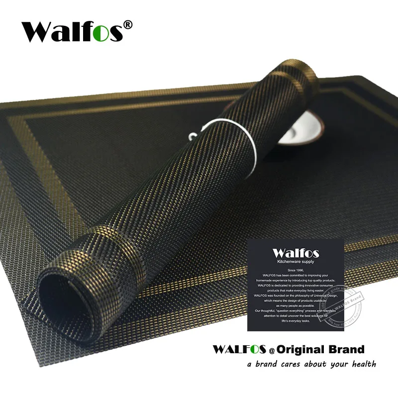 Walfos 2 조각 플레이스 매트 패션 Pvc 식탁 매트 디스크 패드 그릇 패드 컵 받침 방수 테이블 천 패드 슬립 방지 패드