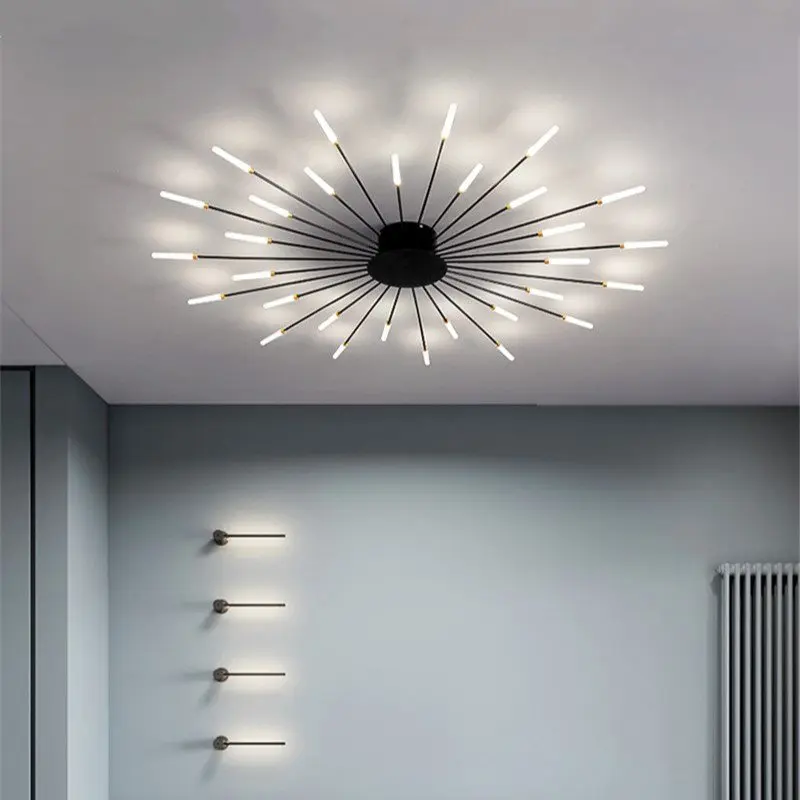 Nordic Luxurious Minimal Led Ceiling Light Spiral Fireworks Designer ...