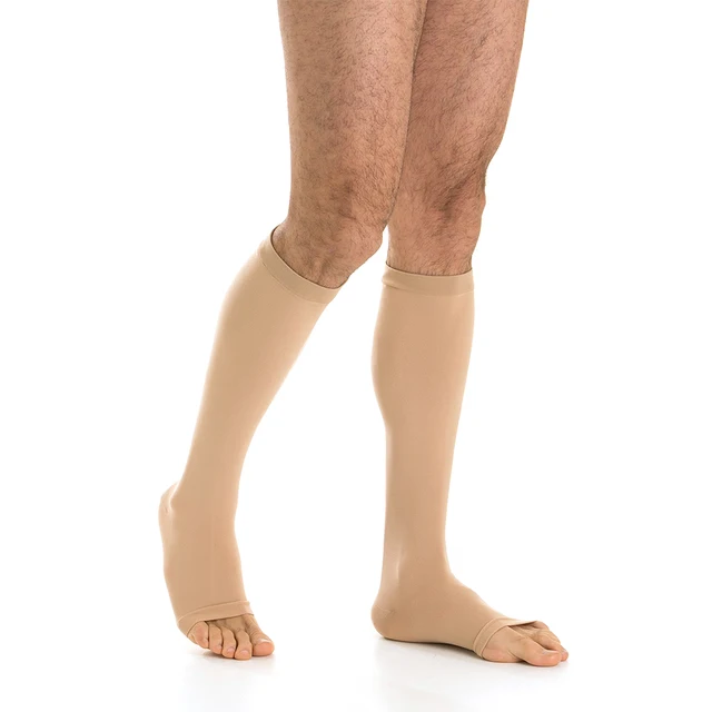 Men Medical Knee High Open Toe Compression Stockings Support 20-30 mmHg ...